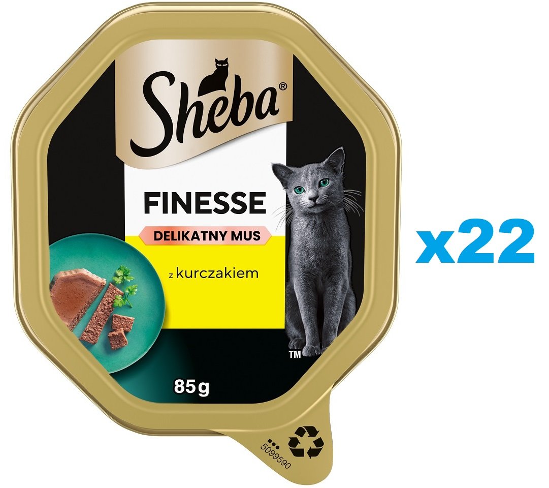 SHEBA Finesse Mousse di pollo in vaschetta 22x85g alimento umido ...