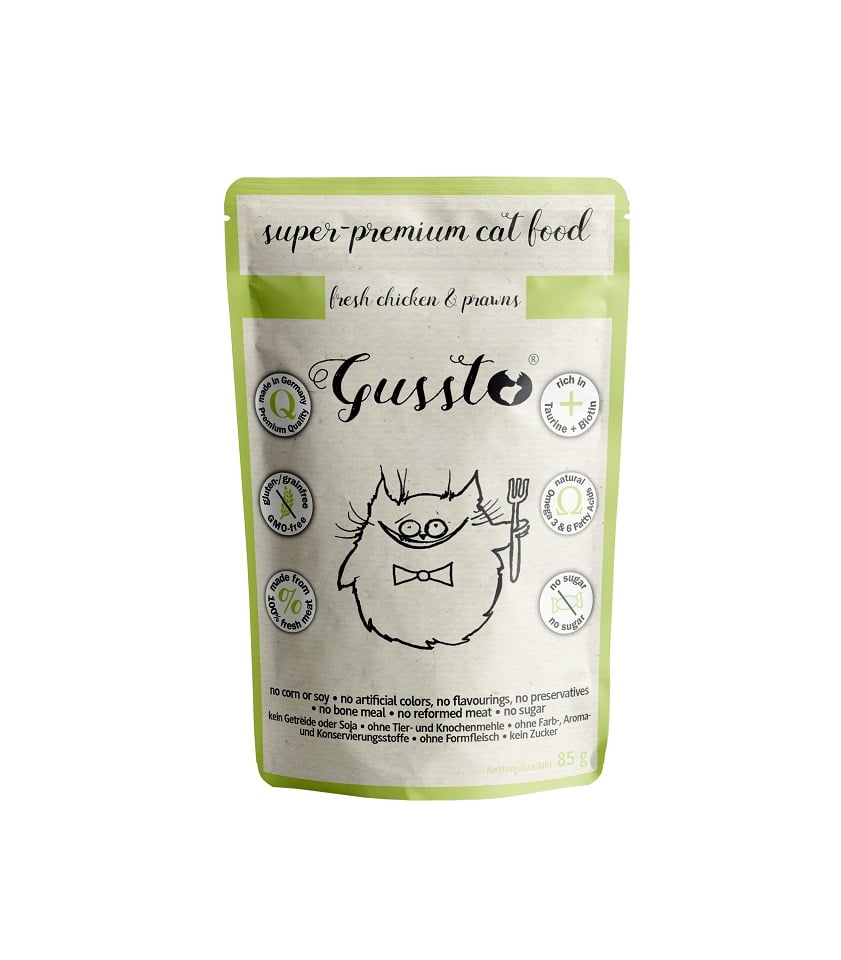 GUSSTO Cat Fresh Chicken Prawns sachet 85 g cibo umido per gatti pollo ...
